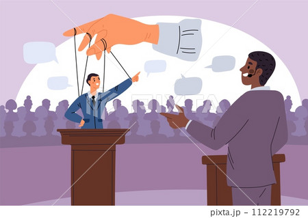 Election debate. Political puppet calling for...のイラスト素材 [112219792] - PIXTA