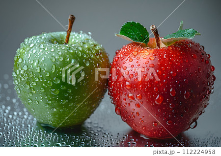 Two Green and Red Apples Togetherのイラスト素材 [112224958] - PIXTA