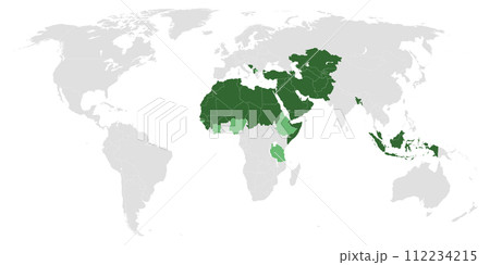 Islam distribution map of the world.のイラスト素材 [112234215] - PIXTA
