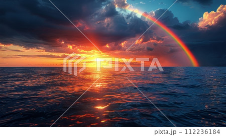 Rainbow Arches Over Waterのイラスト素材 [112236184] - PIXTA