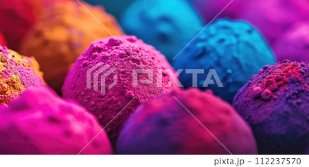 Holi pressed colorful powder in balls....のイラスト素材 [112237570] - PIXTA
