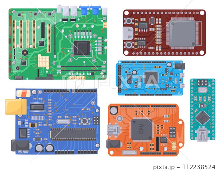Microcontrollers. PCB electrical boards,...のイラスト素材 [112238524] - PIXTA