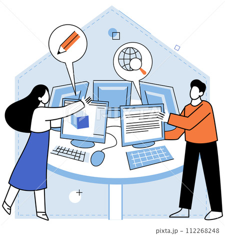 Computer lab. Vector illustration. Engineering...のイラスト素材 [112268248 ...