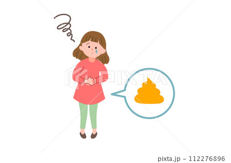 お腹が痛い女の子（便秘 下痢）のイラスト素材 [112276896] - PIXTA