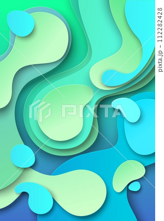 Abstract wavy liquid paper cut craft origami...のイラスト素材 [112282428] - PIXTA