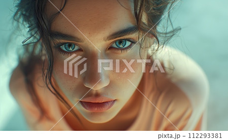 Closeup portrait of a beautiful young woman...のイラスト素材 [112293381] - PIXTA