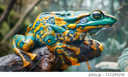 Animatronic Turquoise Frog on a Tree Branchのイラスト素材 [112294206] - PIXTA