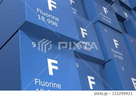 Fluorine, 3D rendering background of cubes of...のイラスト素材 [112299421] - PIXTA