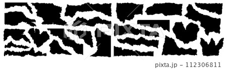 Cut and rip paper pieces with rough edges. Page...のイラスト素材 [112306811 ...