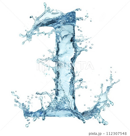 AI-generated content. Capital number 1, water...のイラスト素材 [112307548] - PIXTA