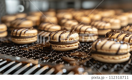 Alluring macarons with melted chocolate on...のイラスト素材 [112318711] - PIXTA