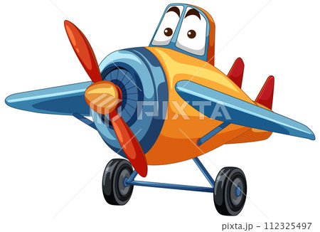 Colorful Cartoon Airplane Ready for Takeoffのイラスト素材 [112325497] - PIXTA