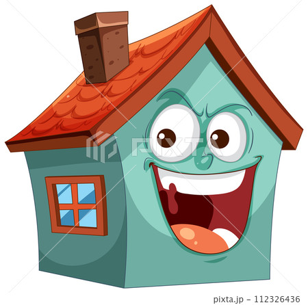 Happy Cartoon House with Personalityのイラスト素材 [112326436] - PIXTA