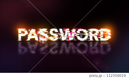 3D rendering password text with screen effects...のイラスト素材 [112350019 ...