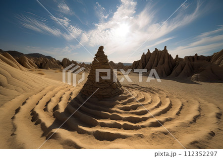 Surreal rock vortex formation. Fictional coiled...のイラスト素材 [112352297 ...