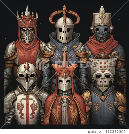 Mystic knight portraits in metal armor. Occult...のイラスト素材 [112352303 ...