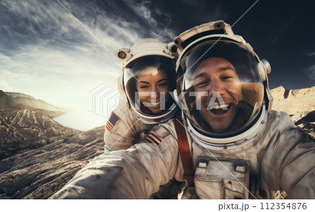 AI-generated content. Astronauts Take a Selfie...のイラスト素材 [112354876] - PIXTA