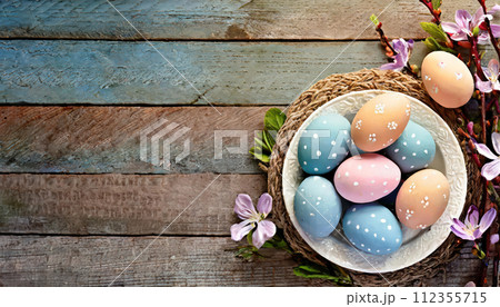 Easter eggs, holiday spring easter conceptのイラスト素材 [112355715] - PIXTA
