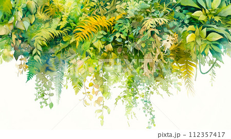白背景に壁面緑化イメージの水彩イラスト「AI生成画像」のイラスト素材 [112357417] - PIXTA