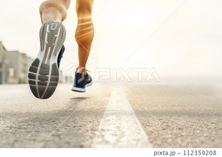 lose-up, Marathon running race people competing...のイラスト素材 [112359208 ...