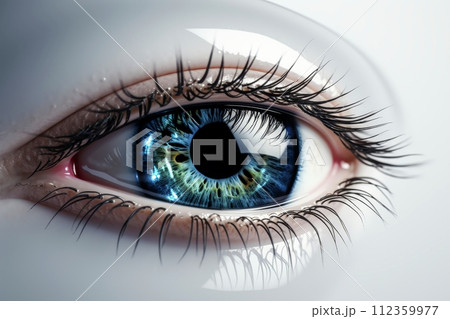 Close-up, hyper-realistic abstract single eye,...のイラスト素材 [112359977 ...
