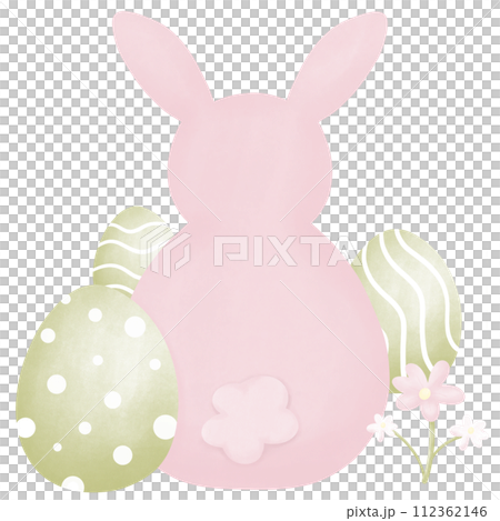 The pink rabbit turned its back with Easter eggのイラスト素材 [112362146] - PIXTA