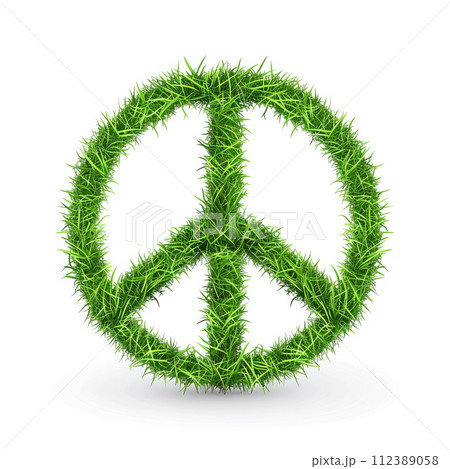Peace sign made of grass on white backgroundのイラスト素材 [112389058] - PIXTA