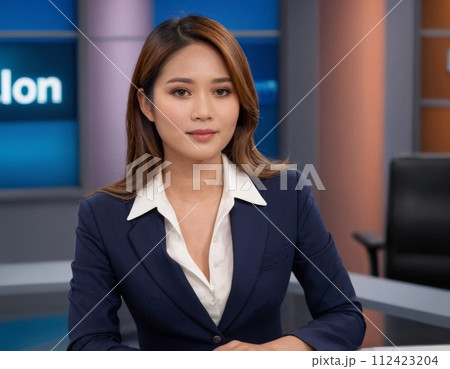 Asian TV presenter.のイラスト素材 [112423204] - PIXTA