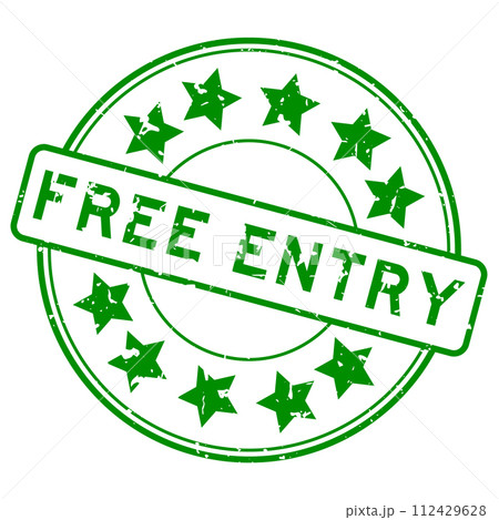 Grunge green free entry word with star icon...のイラスト素材 [112429628] - PIXTA