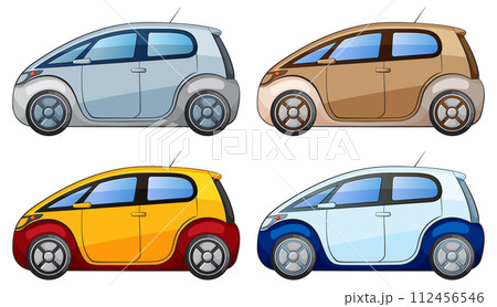 Colorful Compact Cars Vector Setのイラスト素材 [112456546] - PIXTA