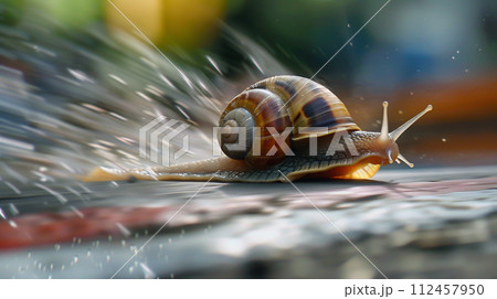 Snail turbo flames speed on a mission speeding...のイラスト素材 [112457950 ...