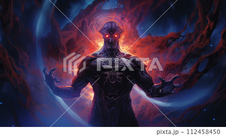 Space warlock a cosmic sword against a backdrop...のイラスト素材 [112458450 ...