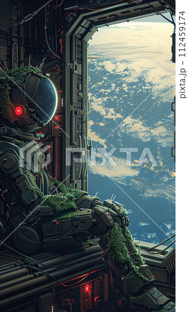 Cybernetic cactus, sole occupant of an orbiting...のイラスト素材 [112459174 ...