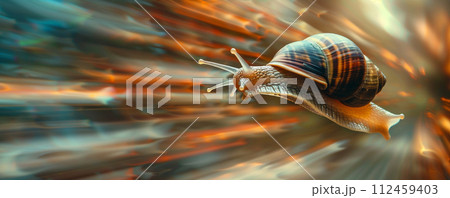 Snail turbo flames speed on a mission speeding...のイラスト素材 [112459403 ...