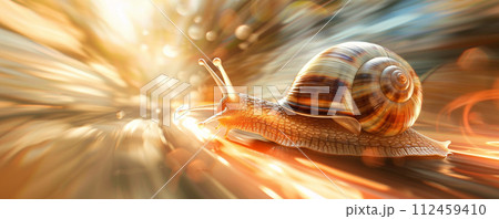 Snail turbo flames speed on a mission speeding...のイラスト素材 [112459410 ...