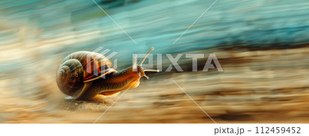 Snail turbo flames speed on a mission speeding...のイラスト素材 [112459452 ...