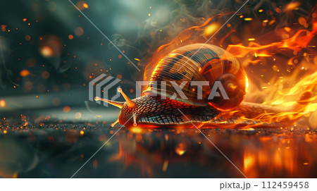 Snail turbo flames speed on a mission speeding...のイラスト素材 [112459458 ...