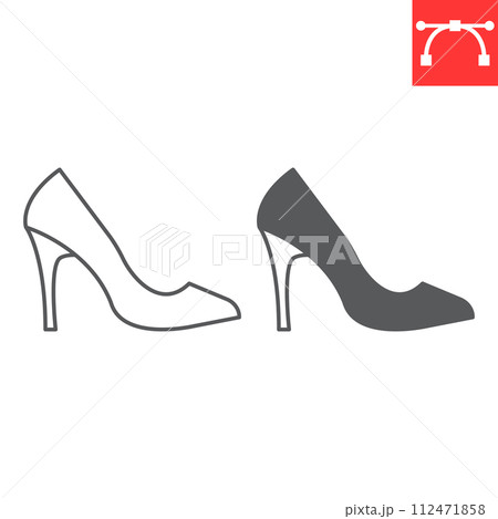 High heels line and glyph icon, footwear and...のイラスト素材 [112471858] - PIXTA