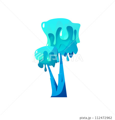 Bright blue magic tree with slimed crown flat...のイラスト素材 [112472962] - PIXTA