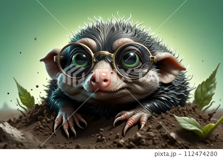 a blind mole crawled out of the ground.のイラスト素材 [112474280] - PIXTA