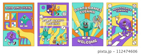 Board games evening event banners. Invitation...のイラスト素材 [112474606] - PIXTA