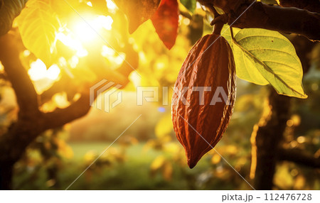 AI-generated content. Cocoa pod hanging on...のイラスト素材 [112476728] - PIXTA