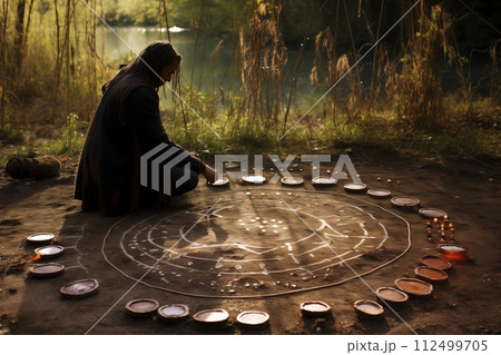 Individual performs a ritual with symbolic...のイラスト素材 [112499705] - PIXTA