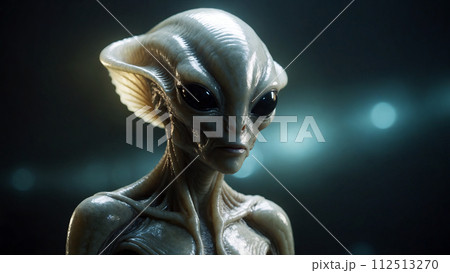 Portrait of a fish-like alien on a dark backgroundのイラスト素材 [112513270 ...