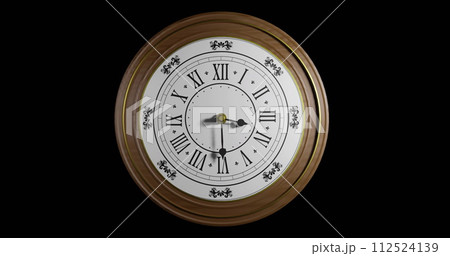 Image of clock ticking over black backgroundのイラスト素材 [112524139] - PIXTA