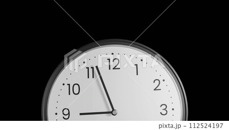 Image of clock ticking over black backgroundのイラスト素材 [112524197] - PIXTA