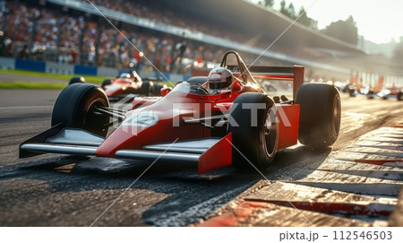 AI-generated content. Red race car in sharp...のイラスト素材 [112546503] - PIXTA