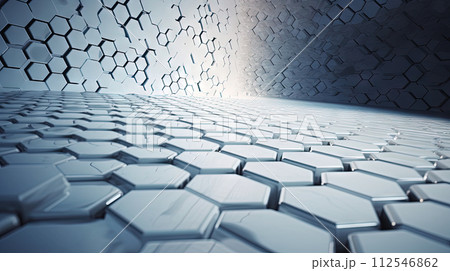 Abstract background with hexagonal tiles. Tech...のイラスト素材 [112546862 ...