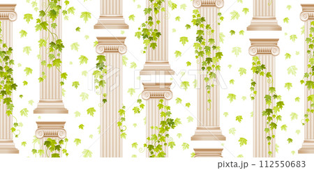 Greek ivy pillar pattern. Vector ancient column...のイラスト素材 [112550683 ...
