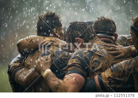 AI-generated content. Close-up of muddy rugby...のイラスト素材 [112551378] - PIXTA